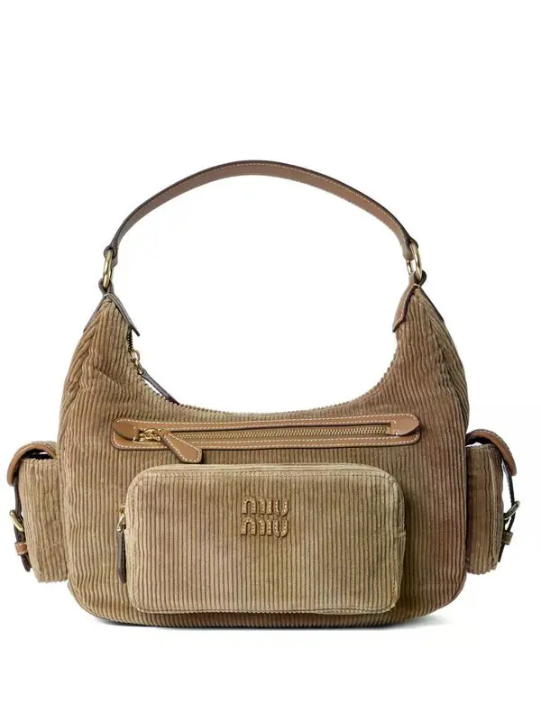 Miu Miu Corduroy Shoulder Bag - Neutrals