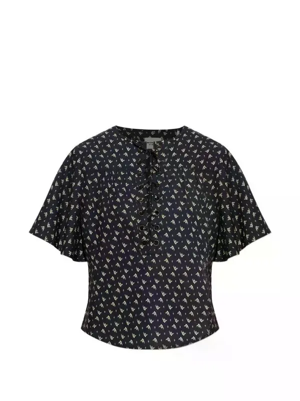 MARANT ETOILE Dianga Floral Print Lace-up Top