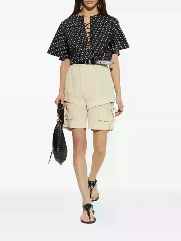 MARANT ETOILE Dianga Floral Print Lace-up Top