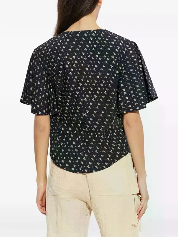 MARANT ETOILE Dianga Floral Print Lace-up Top