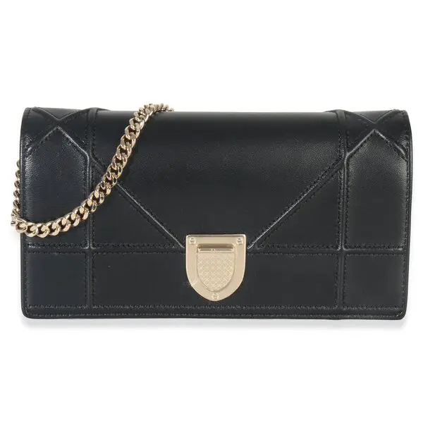 Dior Calfskin Diorama Croisiere Chain Wallet - Black
