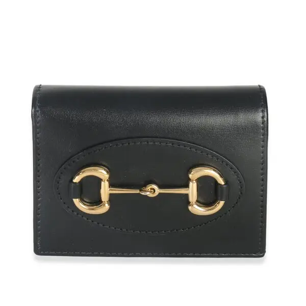 Gucci Calfskin Horsebit 1955 Card Case - Black
