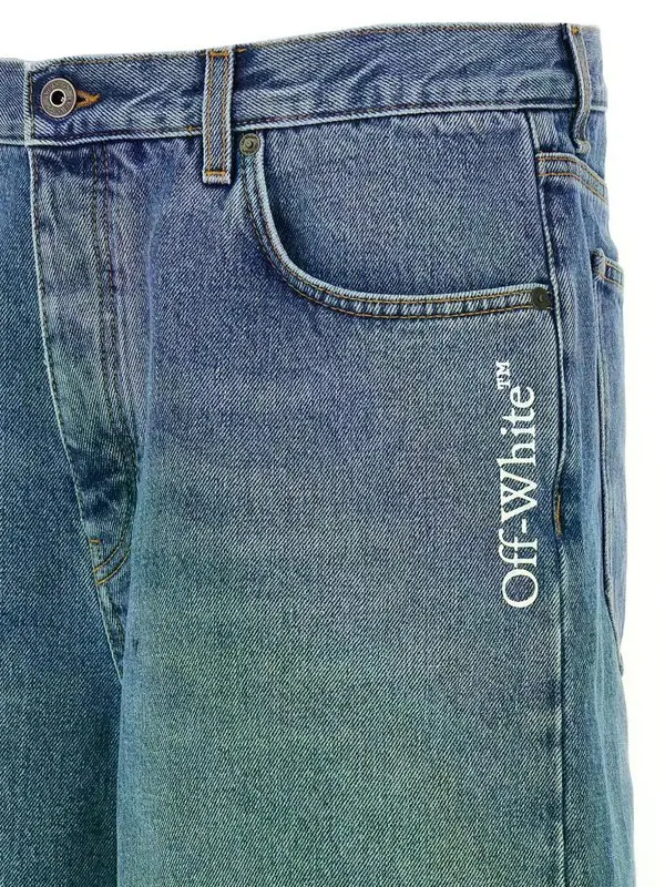 Off-White Arrow Print Denim Shorts - Blue