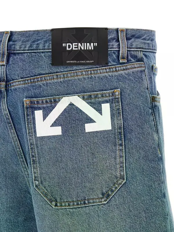 Off-White Arrow Print Denim Shorts - Blue