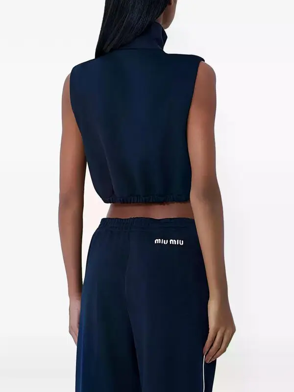 Miu Miu High-neck Zip-up Crop Top - Blue