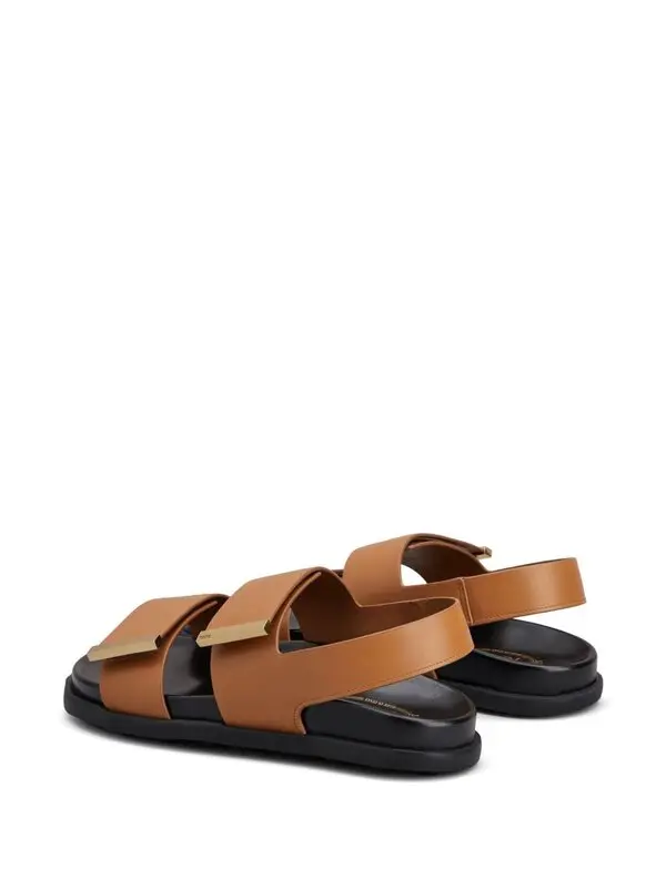 TOD'S Leather Slingback Sandals - Brown