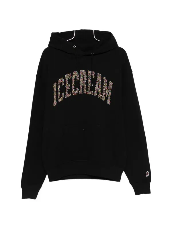 ICECREAM Logo Cotton Hoodie - Black