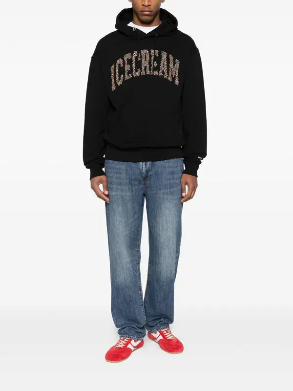 ICECREAM Logo Cotton Hoodie - Black