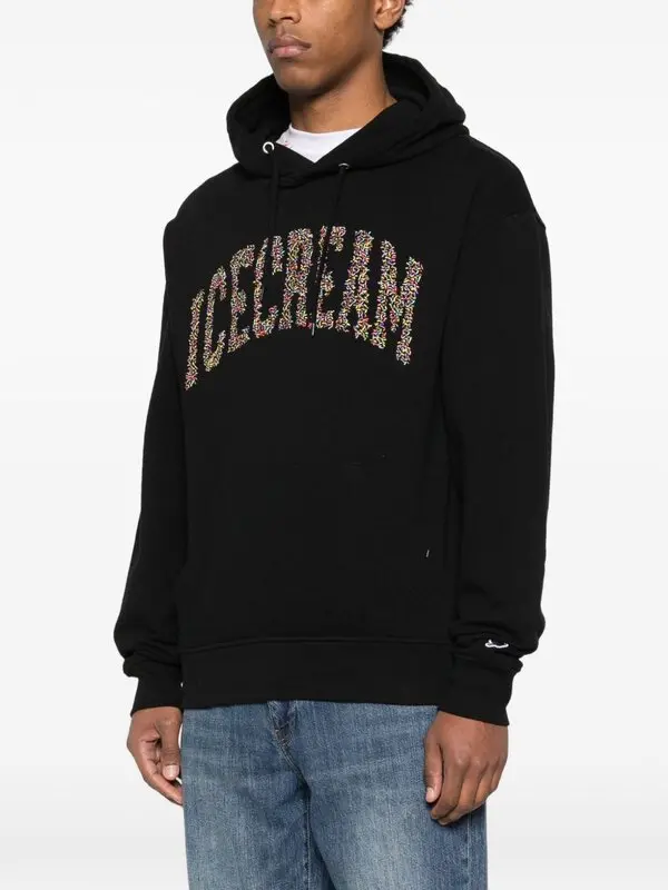 ICECREAM Logo Cotton Hoodie - Black