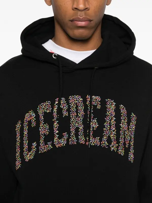 ICECREAM Logo Cotton Hoodie - Black