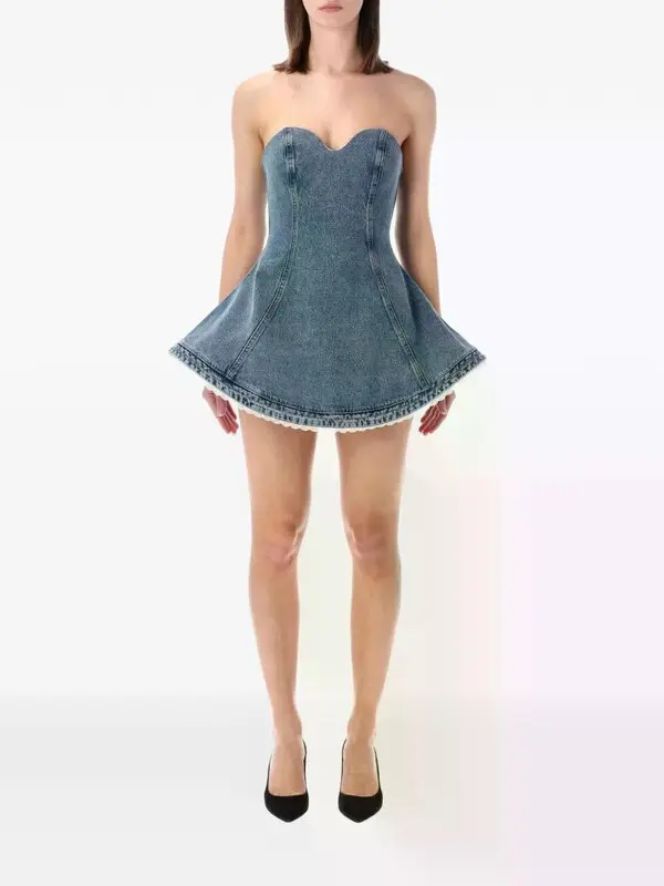 Magda Butrym Bustier Lace-trim Mini Dress - Blue