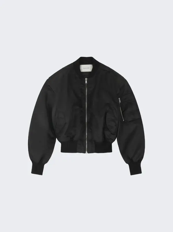 ENTIRE STUDIOS Cropped Broad Bomber Jacket - Beige