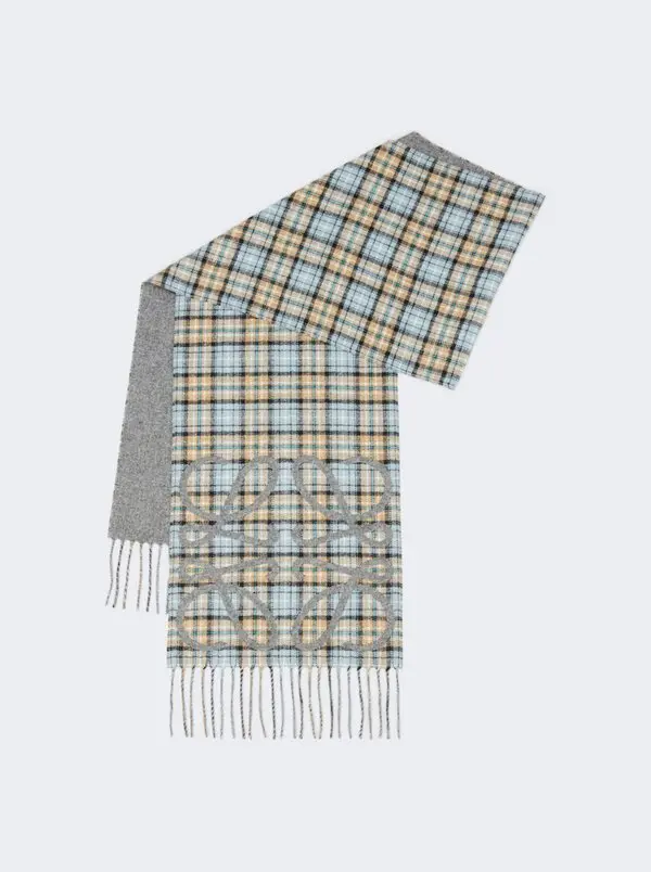 Loewe Silk And Cashmere Anagram Scarf Light Grey - Multicolor