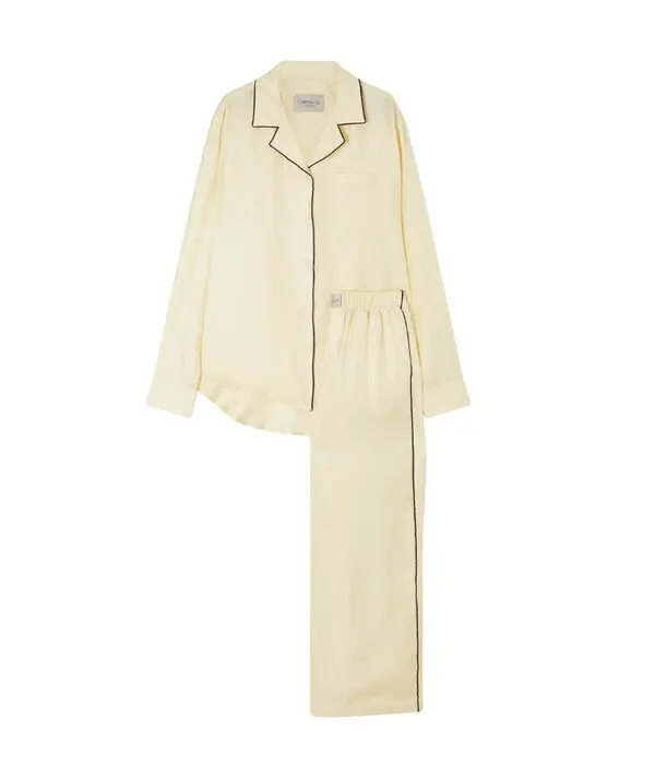 Comme Si Piped Silk-twill Pajama Set - Yellow