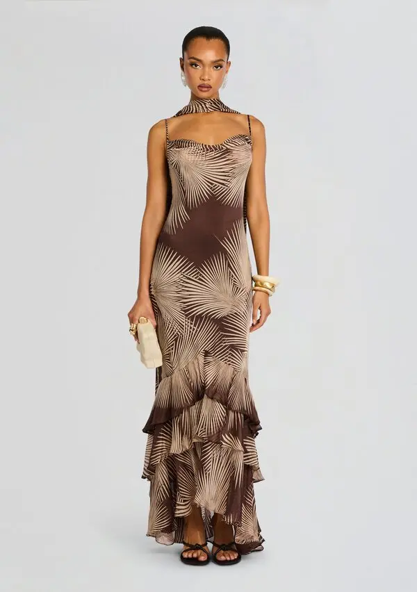 Rococo Sand Cowl Maxi Dress With Sash