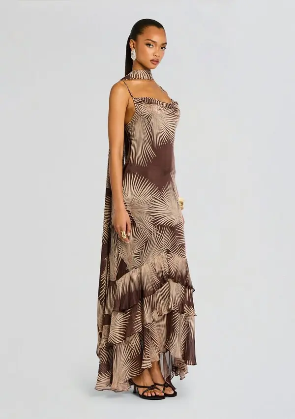 Rococo Sand Cowl Maxi Dress With Sash