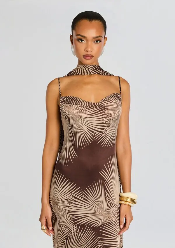 Rococo Sand Cowl Maxi Dress With Sash