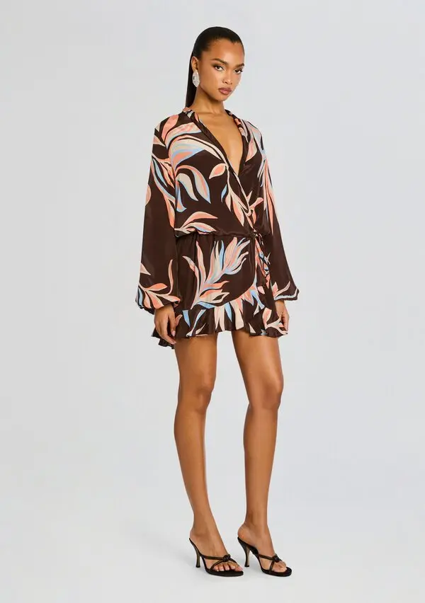 Rococo Sand Floral Print Front Wrap Mini Dress