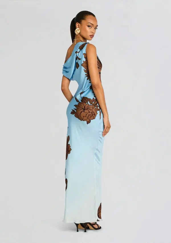 Rococo Sand One Shoulder Maxi Dress - Blue