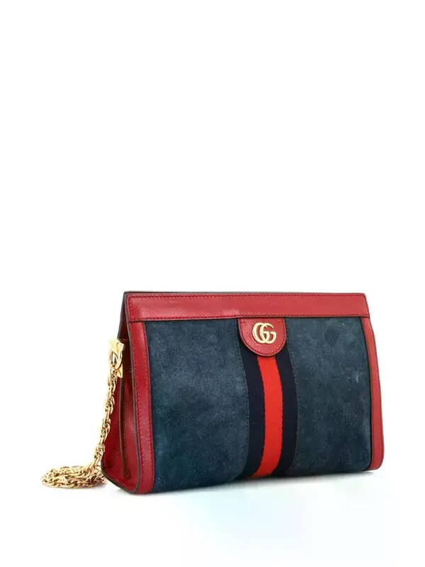 Gucci Ophidia Chain Suede Small Shoulder Bag - Blue