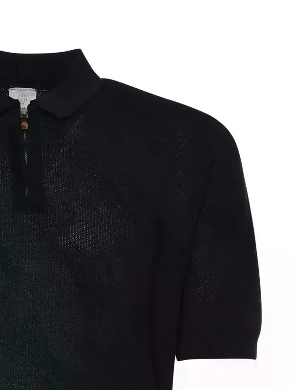 Eleventy Zip-up Short-sleeve Polo Shirt