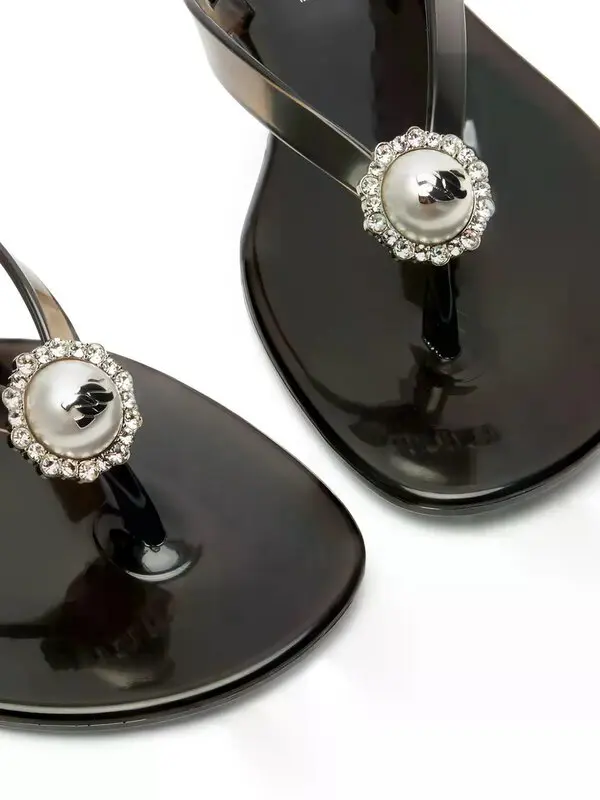 Casadei Pearl Embellished Flip-flops