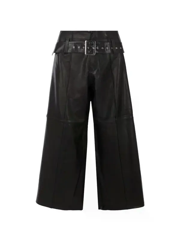10 CORSO COMO Leather Wide-leg Trousers - Black