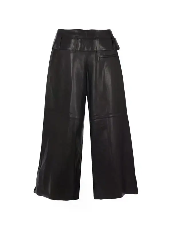 10 CORSO COMO Leather Wide-leg Trousers - Black