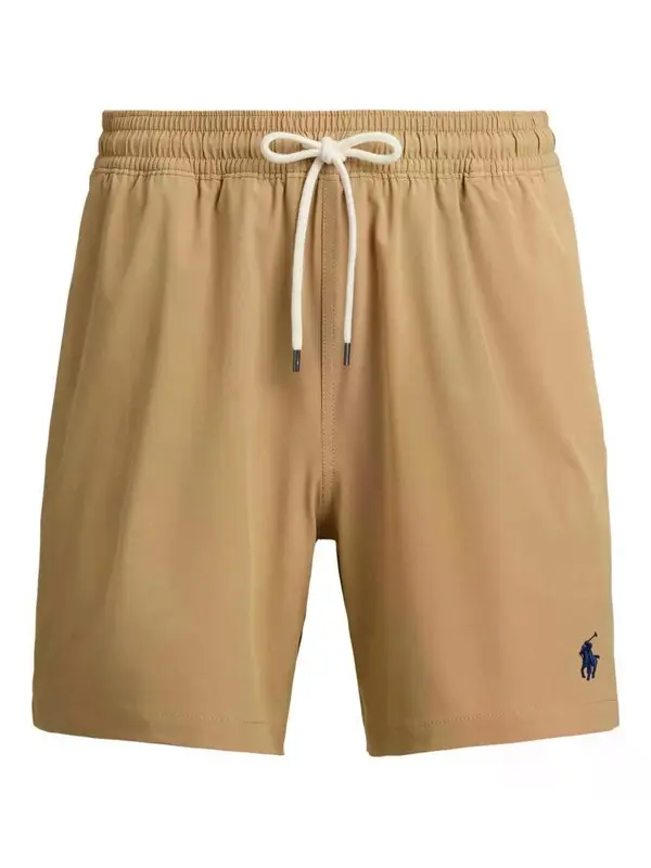 Polo Ralph Lauren Embroidered Drawstring Swim Shorts - Neutrals