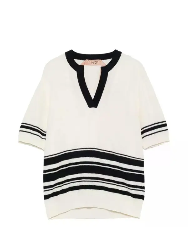N°21 V-neck Striped Sweater