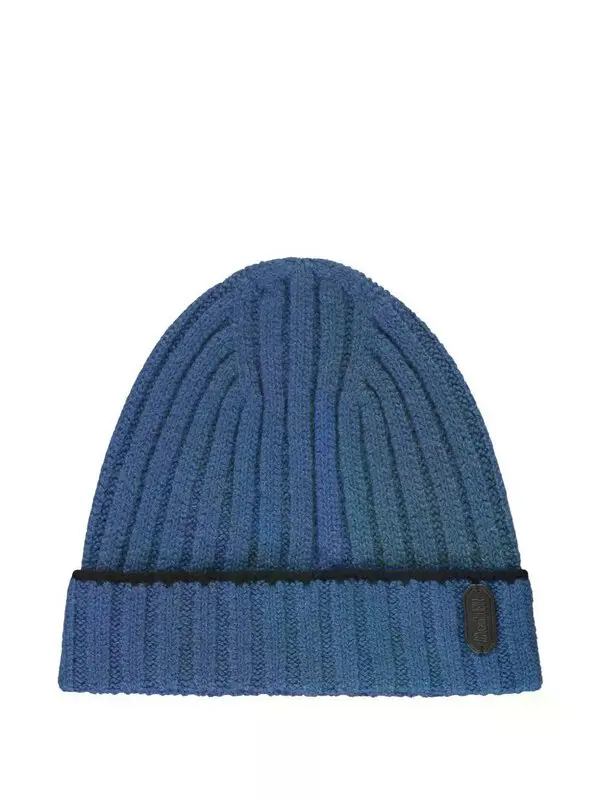 MOORER Ribbed Beanie Hat - Blue