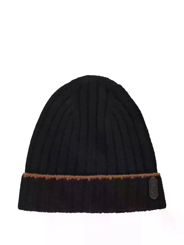 MOORER Knitted Line Beanie - Black