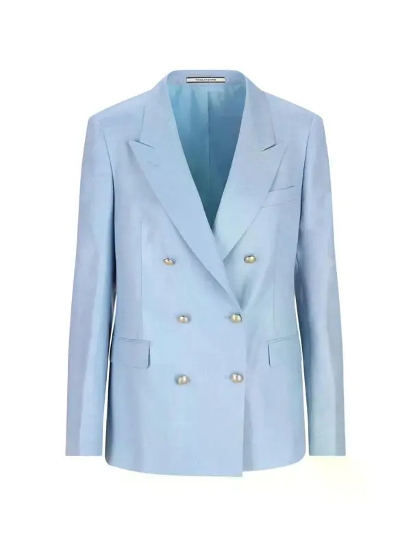 Tagliatore Double-breasted Blazer With Flap Pockets - Blue