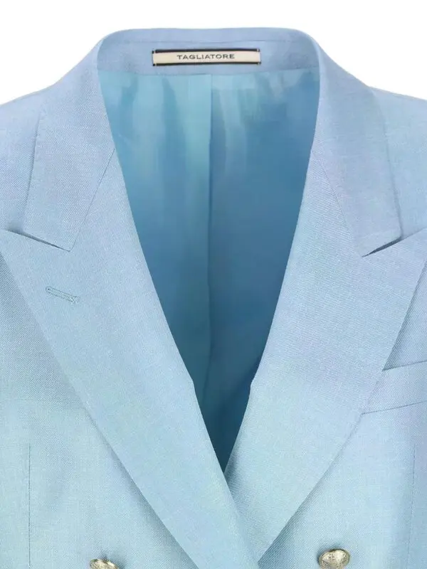 Tagliatore Double-breasted Blazer With Flap Pockets - Blue