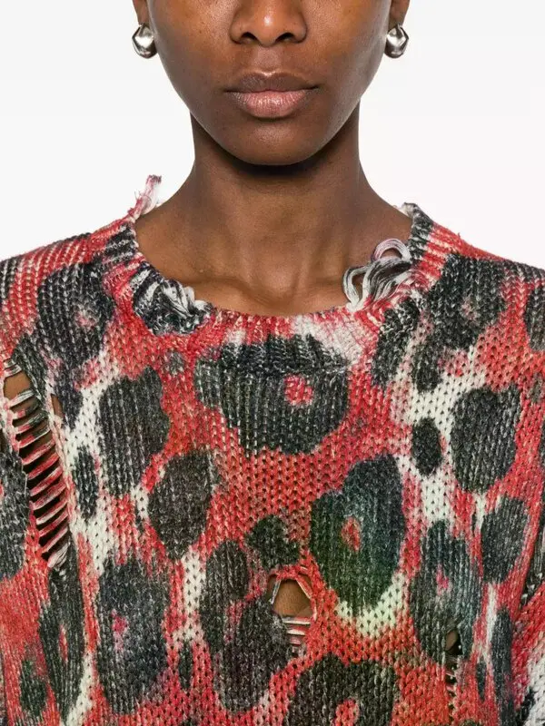 R13 Distressed Leopard-print Sweater