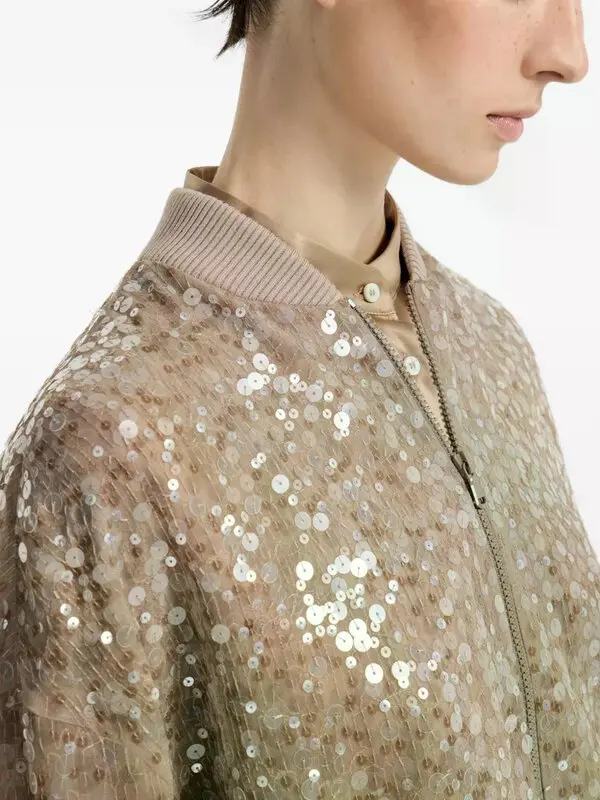 Brunello Cucinelli Sequin Embellished Bomber Jacket