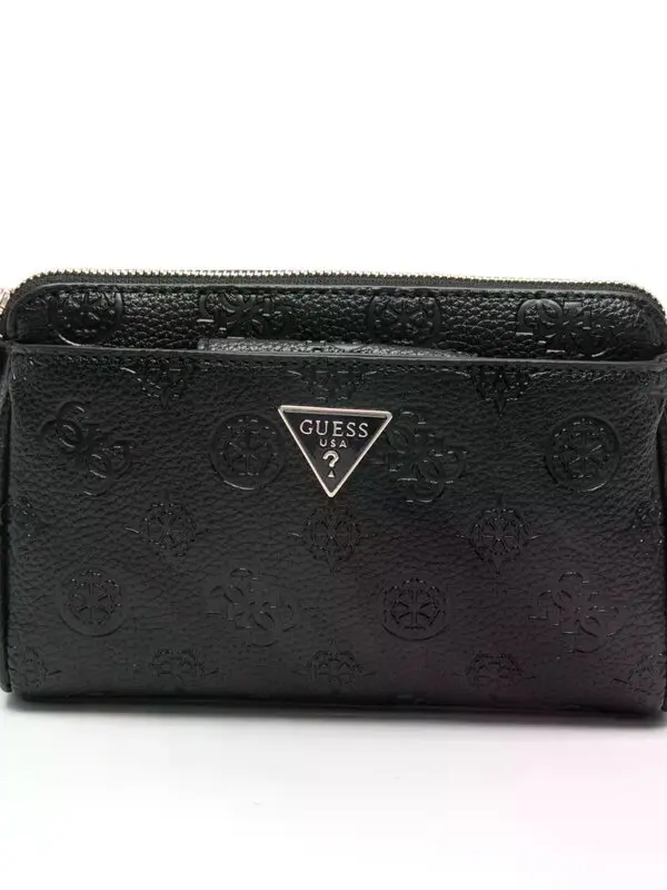 Guess Logo-embossed Shoulder Bag With Detachable Strap - Black