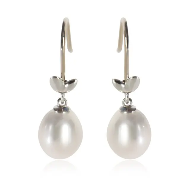Tiffany & Co. Sterling Silver Paloma Picasso Olive Leaf Pearl Earrings - Sterling_silver