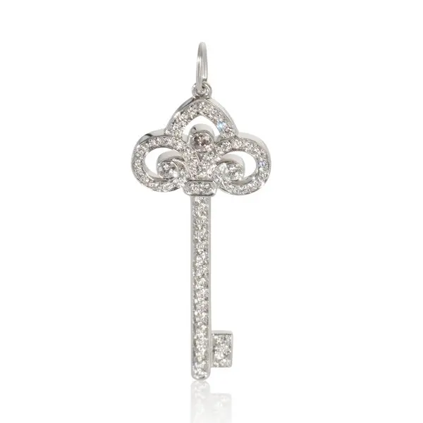 Tiffany & Co. Diamond And Fleur De Lis Key Pendant - Platinum