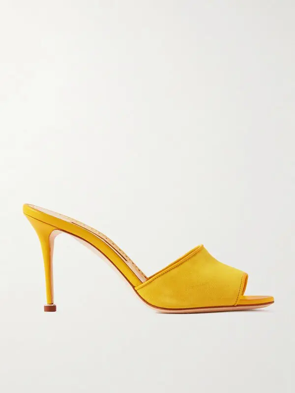Manolo Blahnik Larache 90 Suede Mules - Yellow