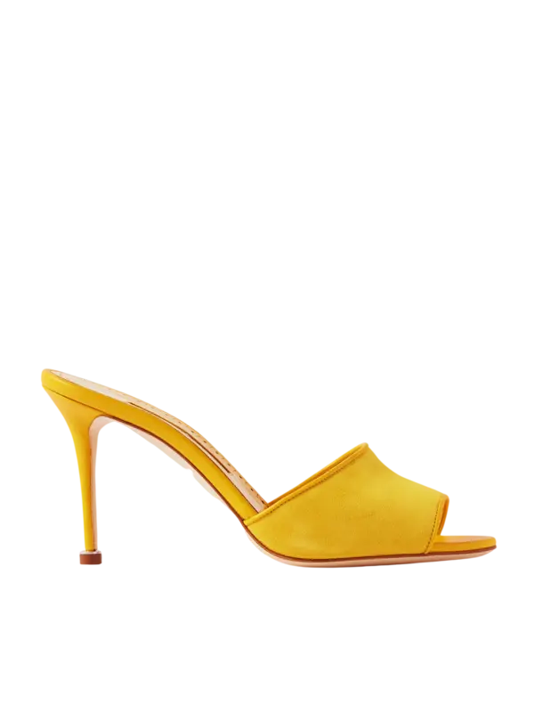 Manolo Blahnik Larache 90 Suede Mules - Yellow