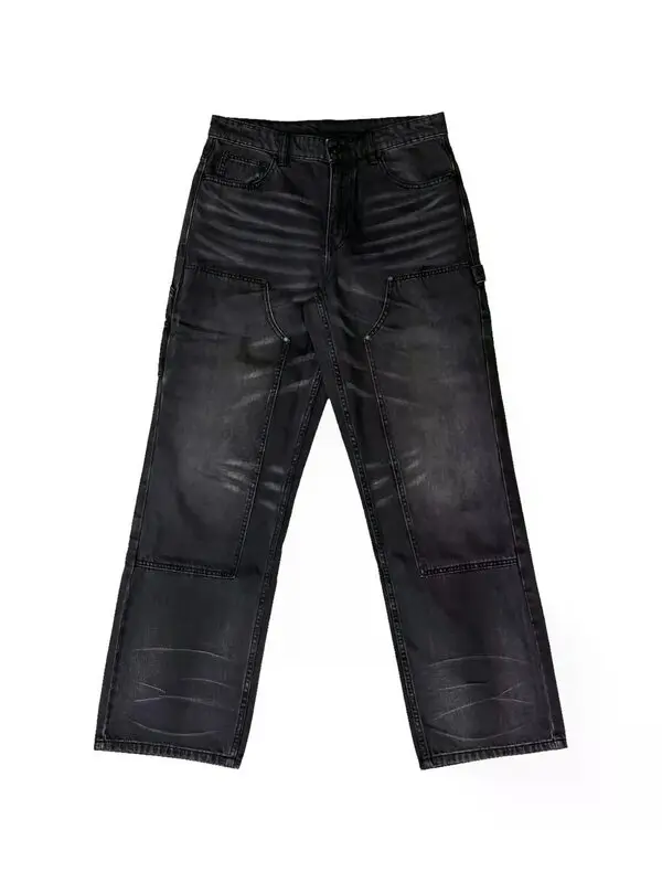 BABYLON Panelled Straight Leg Jeans - Black
