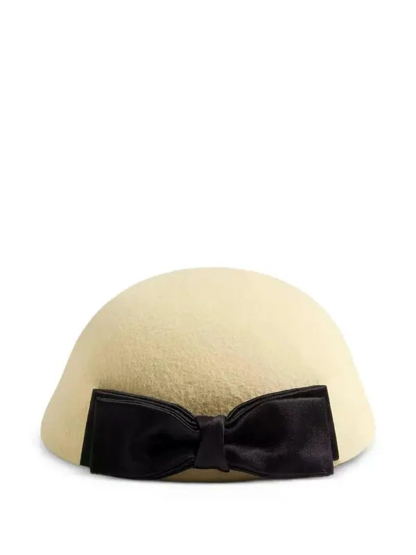 Valentino Garavani Vlogo Signature Lapin-fabric Hat With Satin Bow - Neutrals