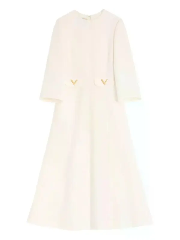 Valentino Garavani Midi Crepe Couture Dress With Gold Detail