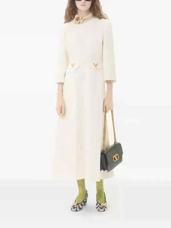 Valentino Garavani Midi Crepe Couture Dress With Gold Detail