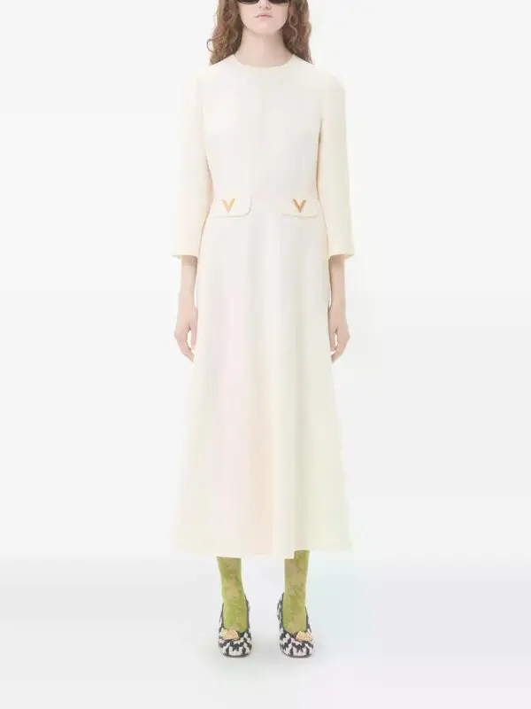 Valentino Garavani Midi Crepe Couture Dress With Gold Detail