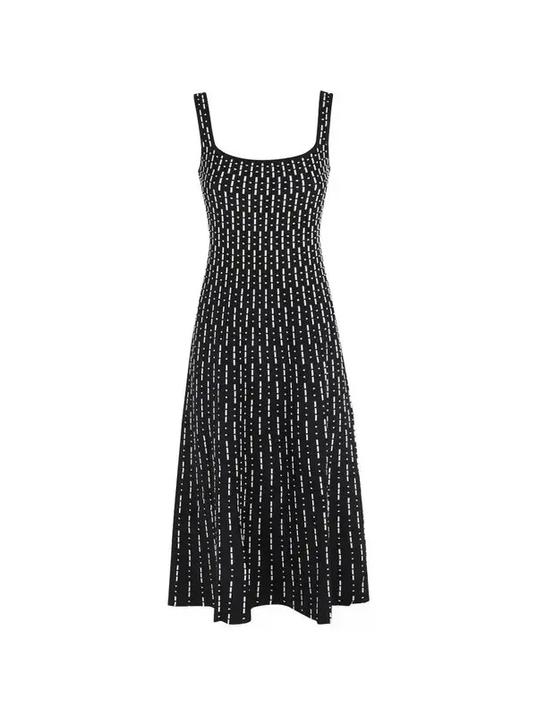 Staud Ellison Square-neck Knitted Midi Dress