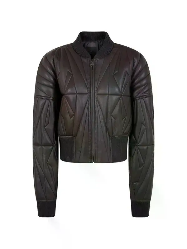 MONCLER + RICK OWENS Leather Bomber Jacket - Brown