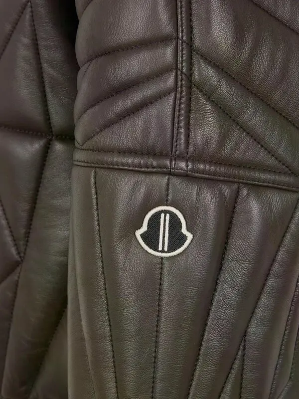 MONCLER + RICK OWENS Leather Bomber Jacket - Brown