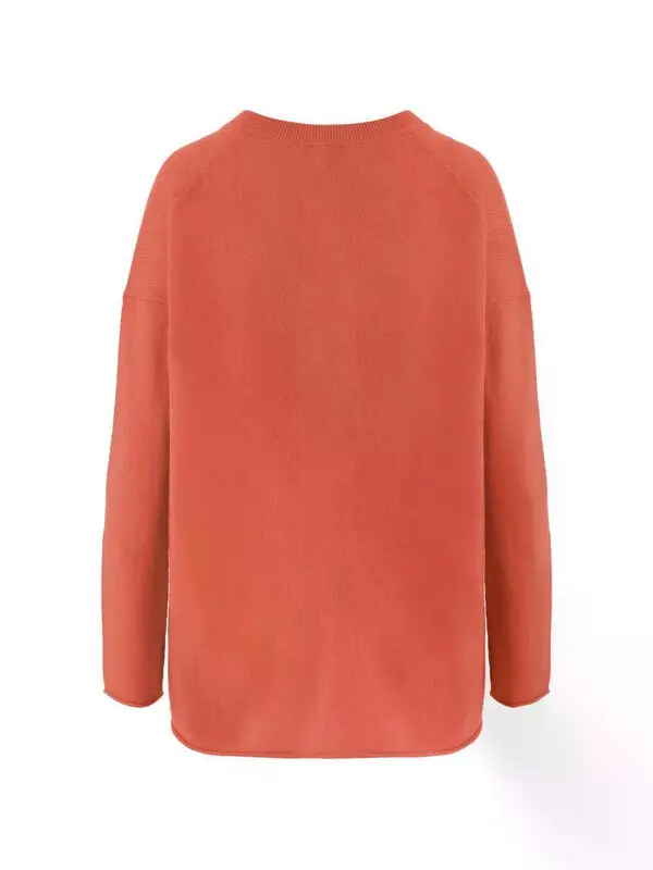 ALLUDE Ribbed V-neck Sweater - Red